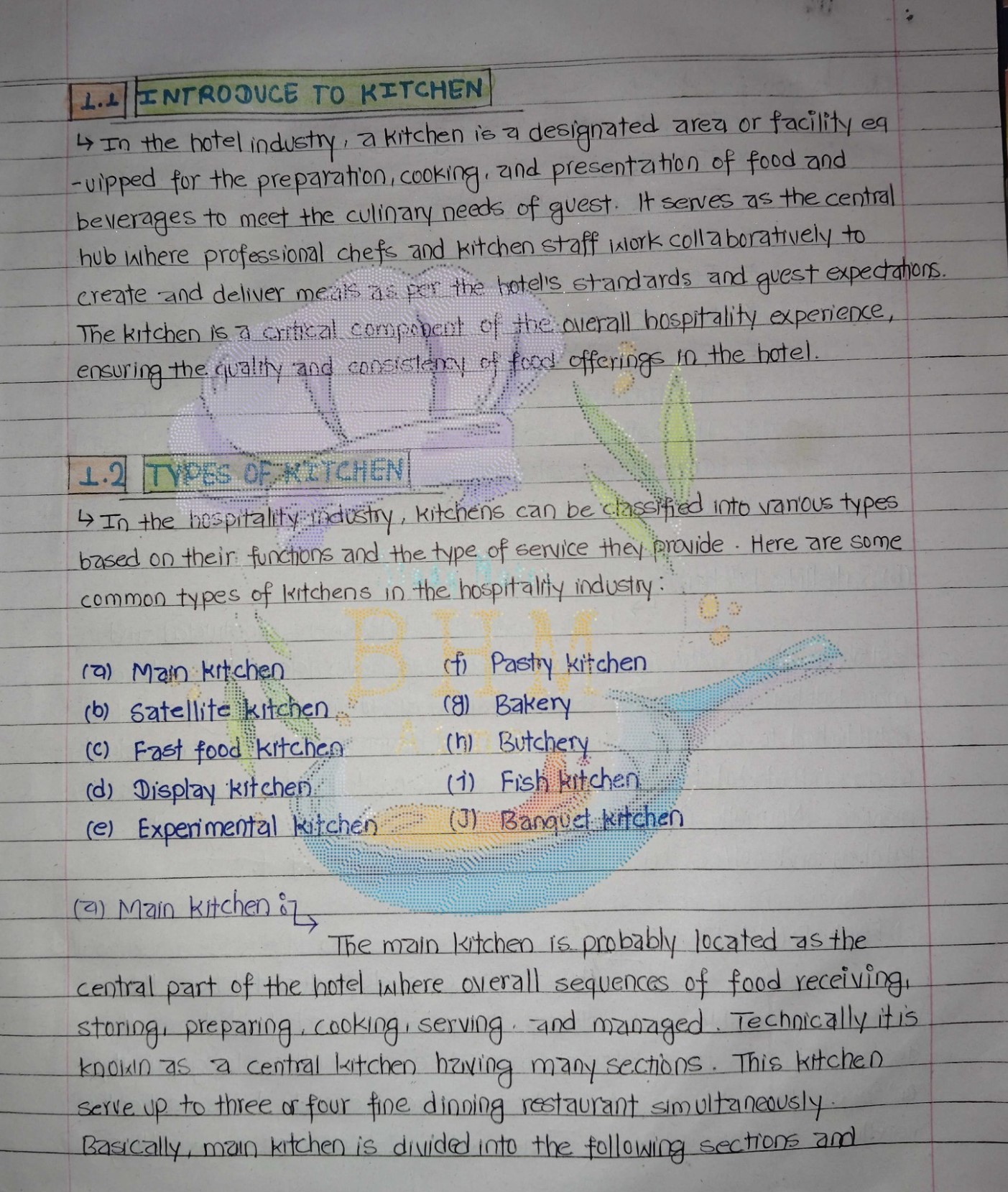 Kitchen & its Types, Layout and Brigade - Study Notes IHM & BHM