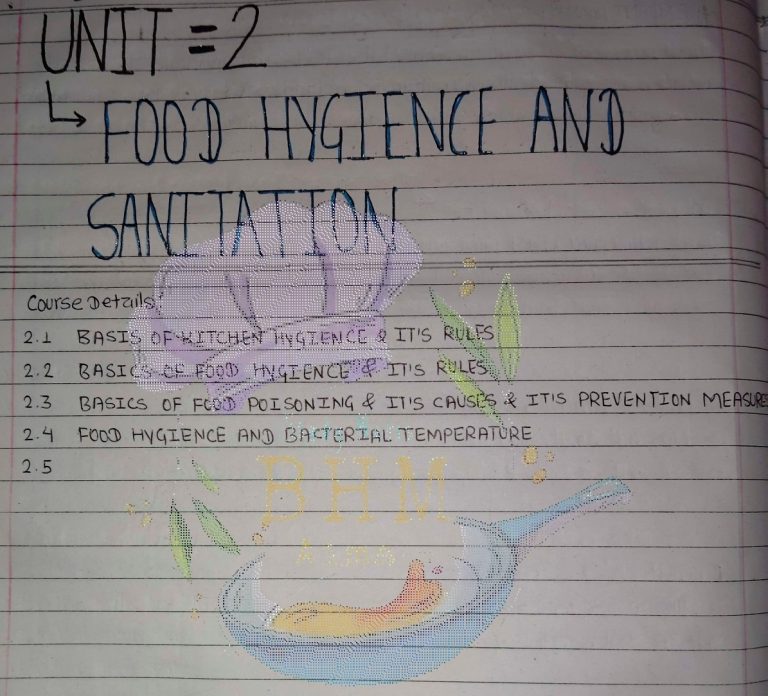 Food Hygiene and Sanitation - Study Notes for IHM and BHM - BhmAims