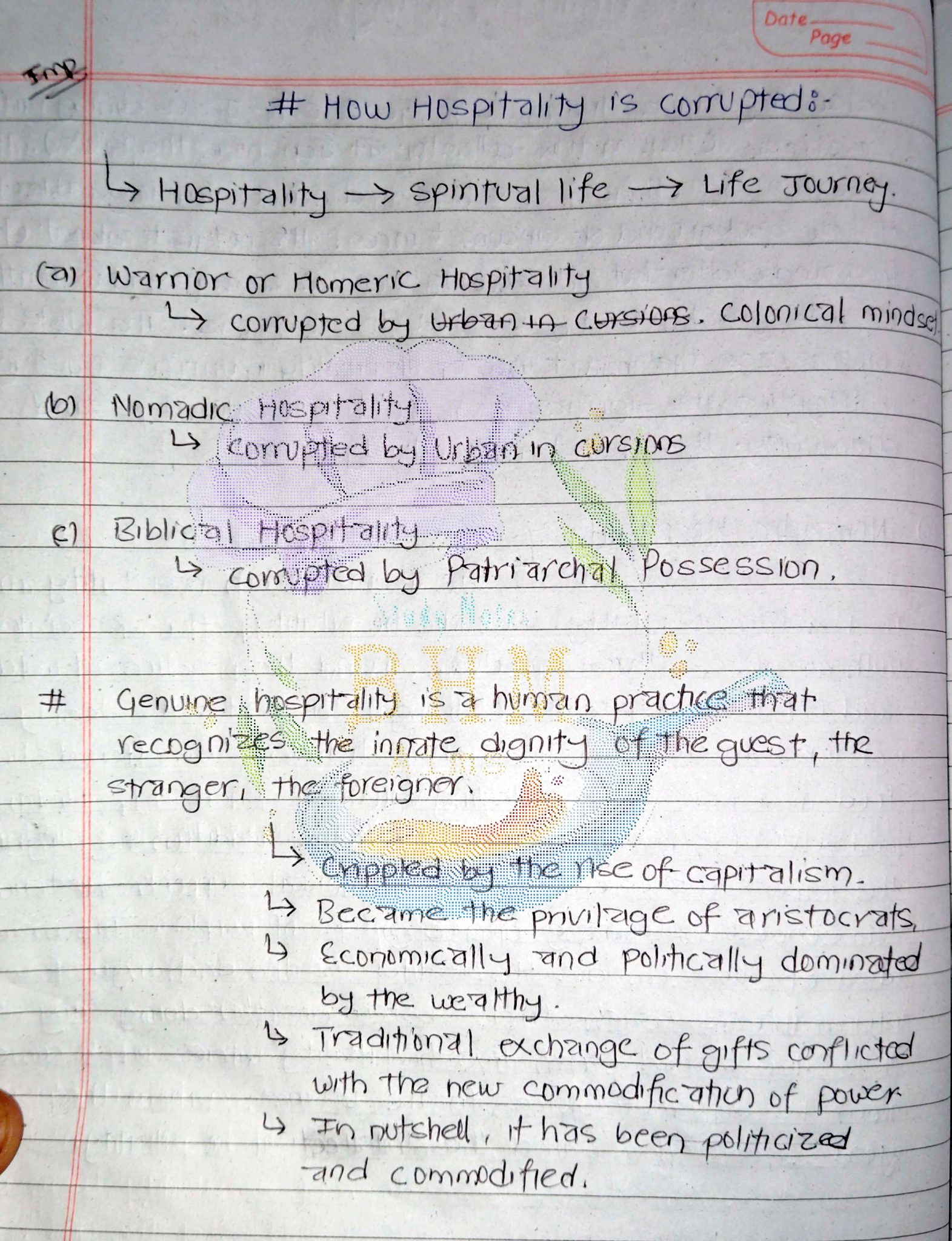 Modes of Hospitality in History - English Study Notes - BhmAims