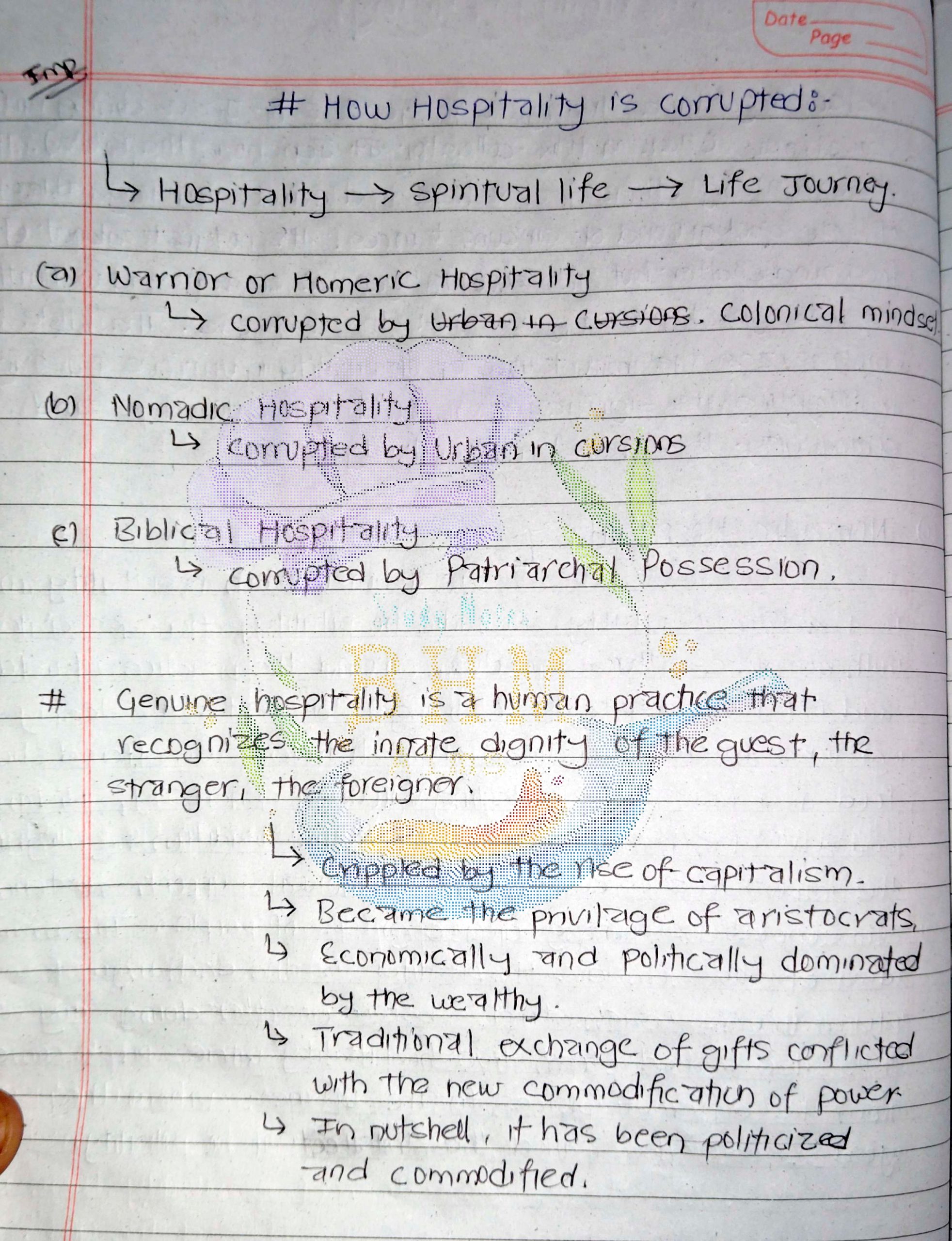 Modes of Hospitality in History - English Study Notes - BhmAims