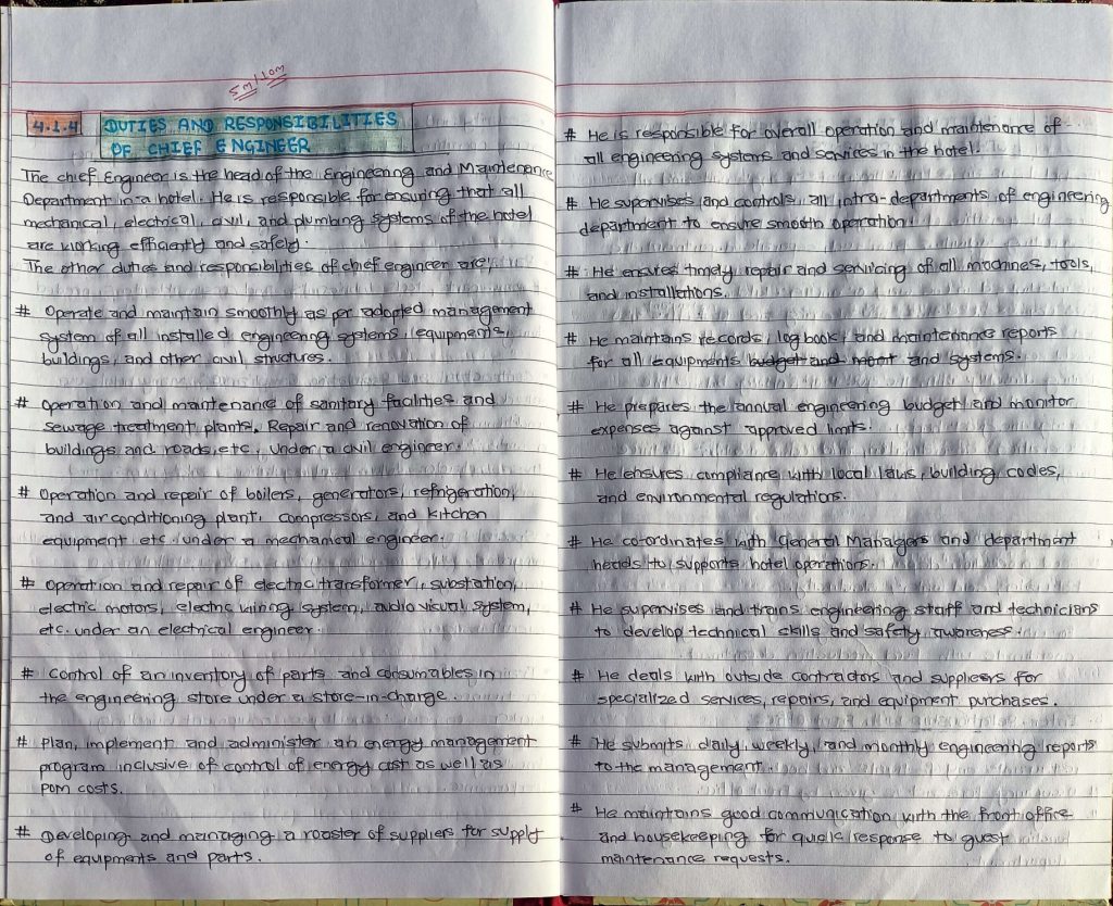 Unit 4: Hospitality Engineering - BHM 4th Semester Notes